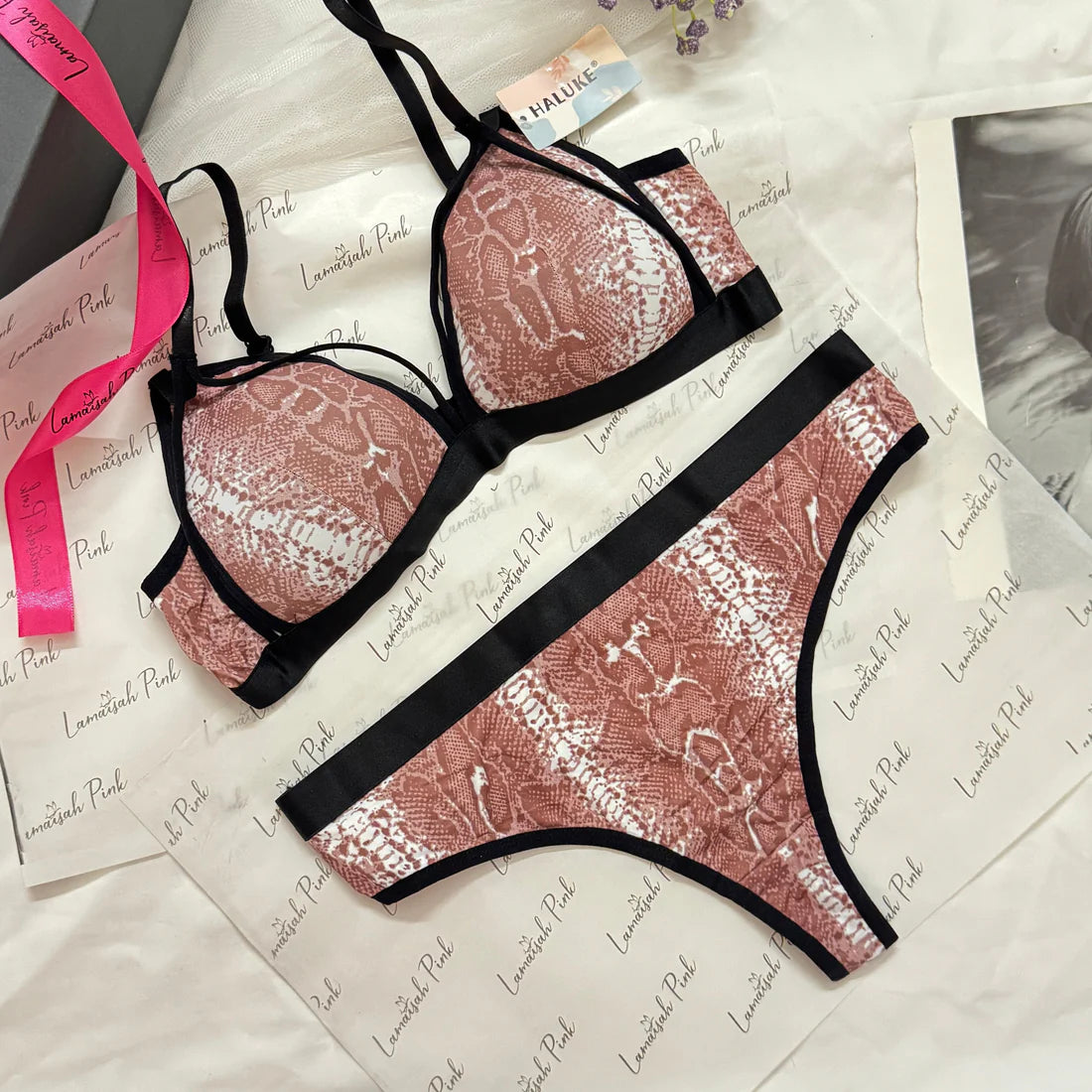 Snake Print Bra and Panty Set– DressionStore