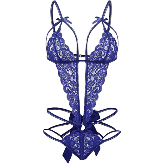 Donnalla Women's Deep V Lace Teddy One Piece Lingerie Cutout Strappy L– DressionStore