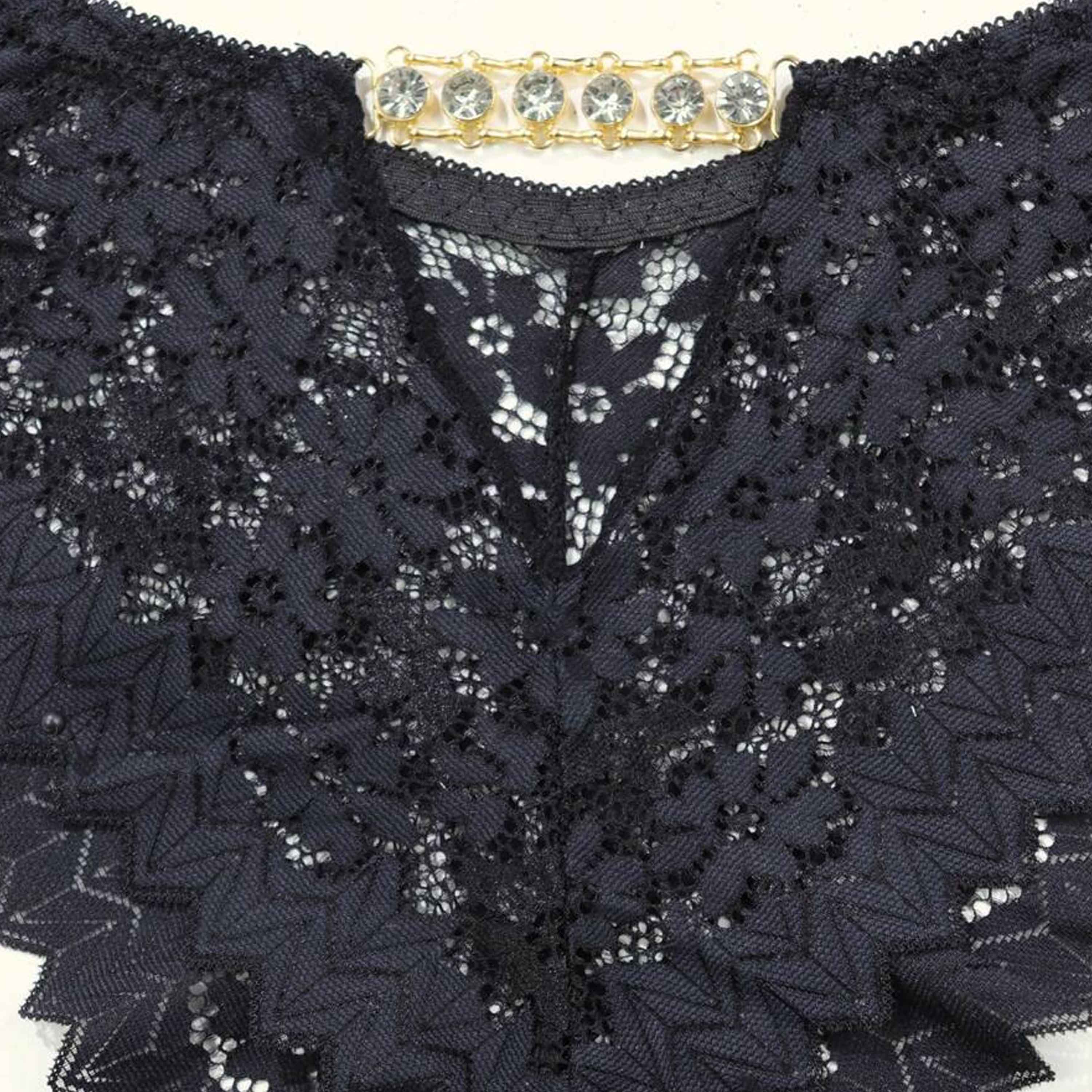 Lace Bra & Panty Set With Metal Decor & Rhinestones– DressionStore